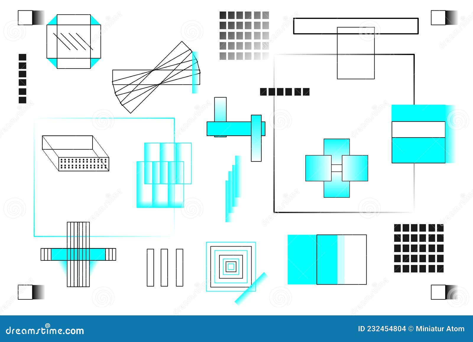 Universal Trend Geometric Shapes Set Juxtapose With Bright Bold Element ...