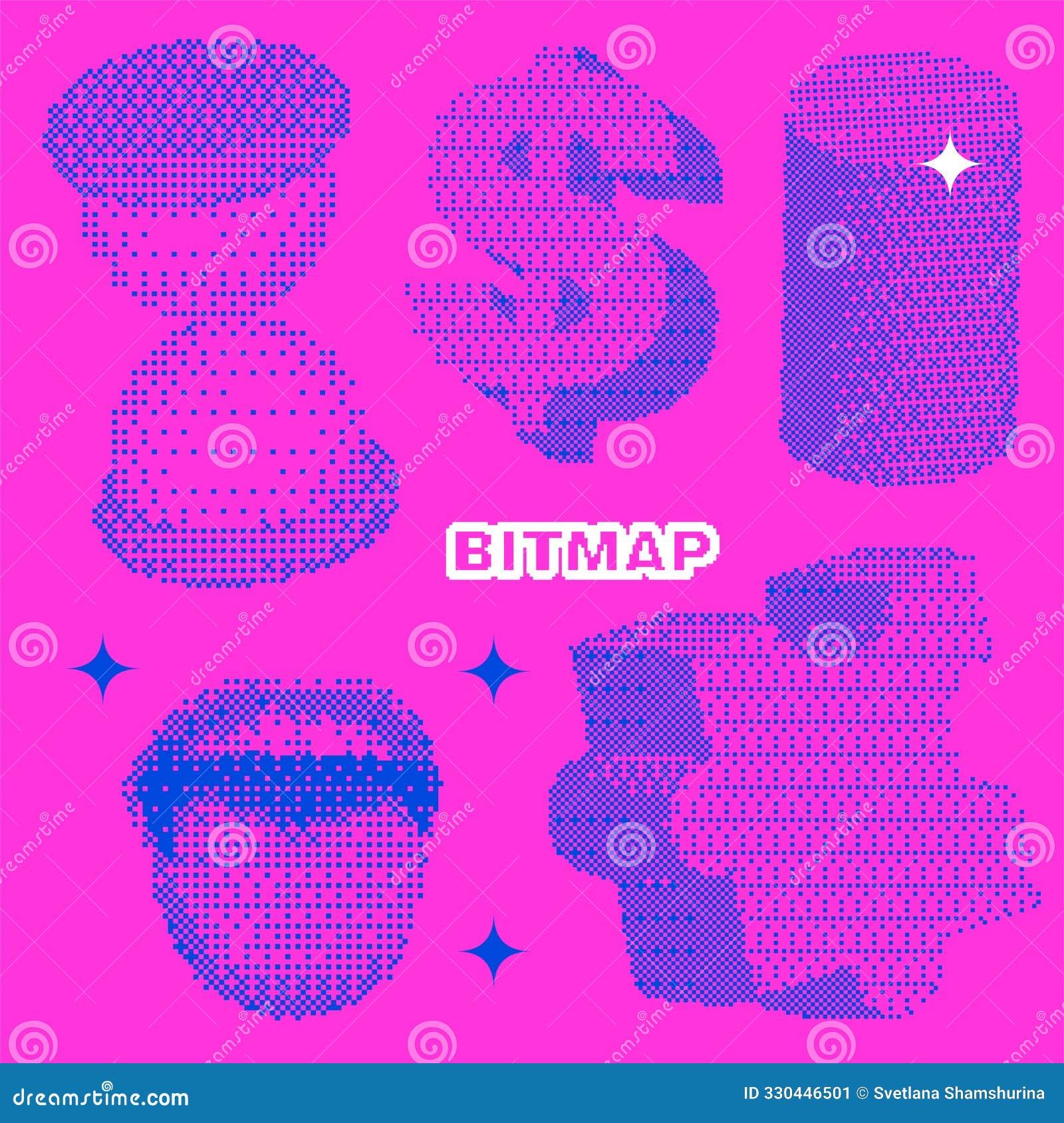 Universal Trendy Pixel Textured Geometric Bright Bold 3d Shapes Set ...