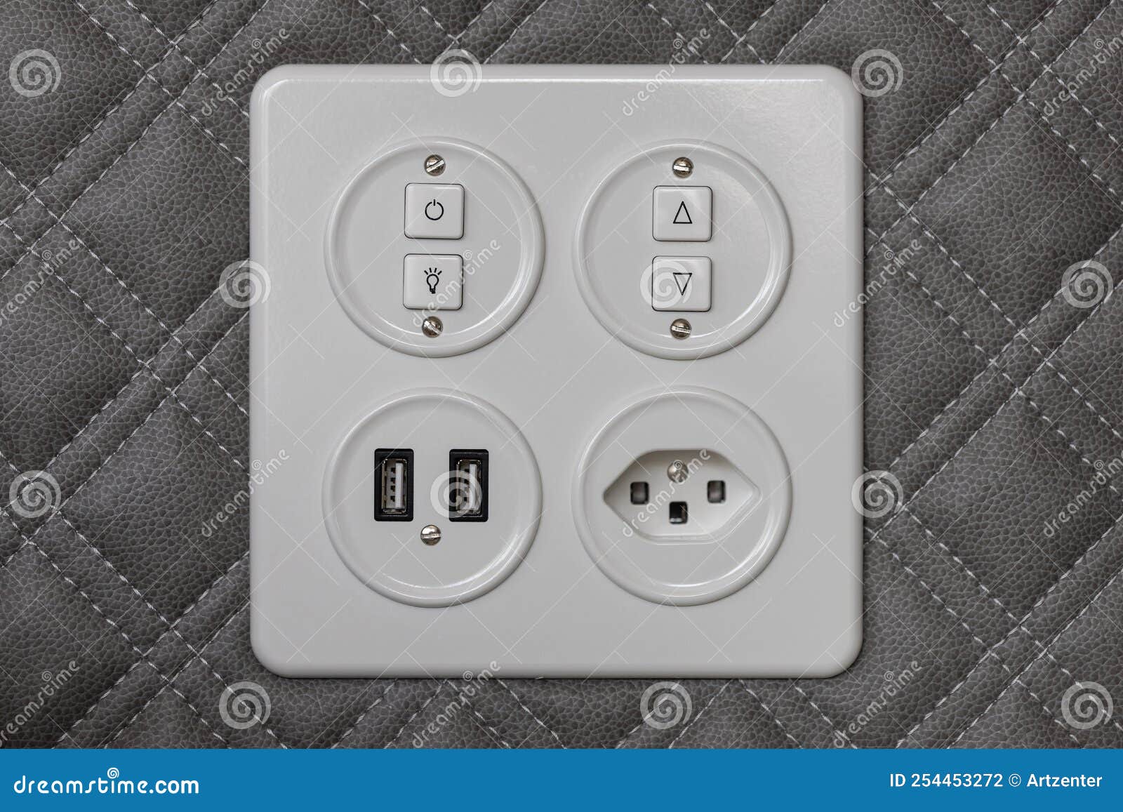 Universal Wall Light Switch and Power Socket Stock Photo - Image of ...