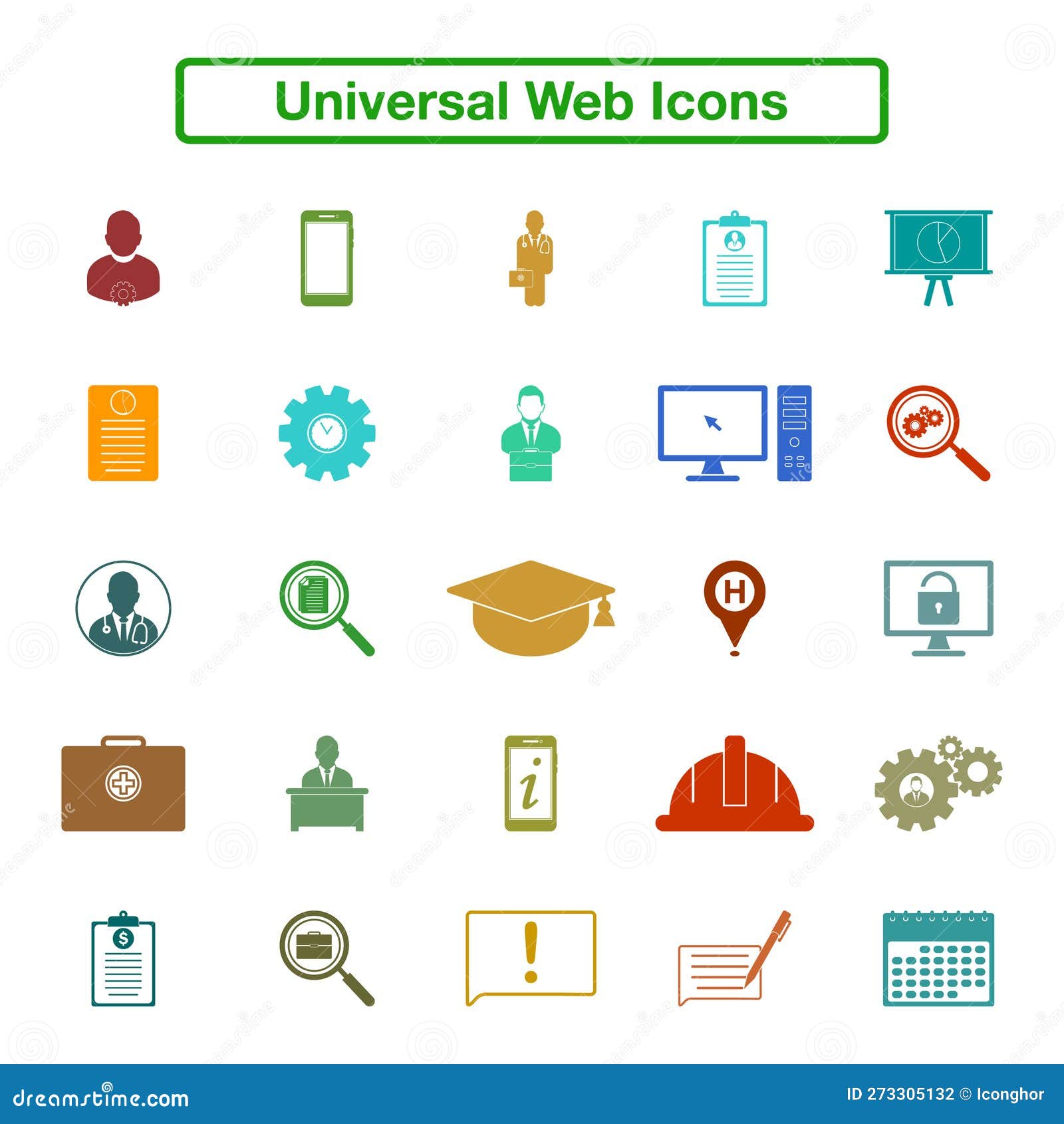 Universal Web Icon Set. Flat Style Vector Stock Vector - Illustration ...