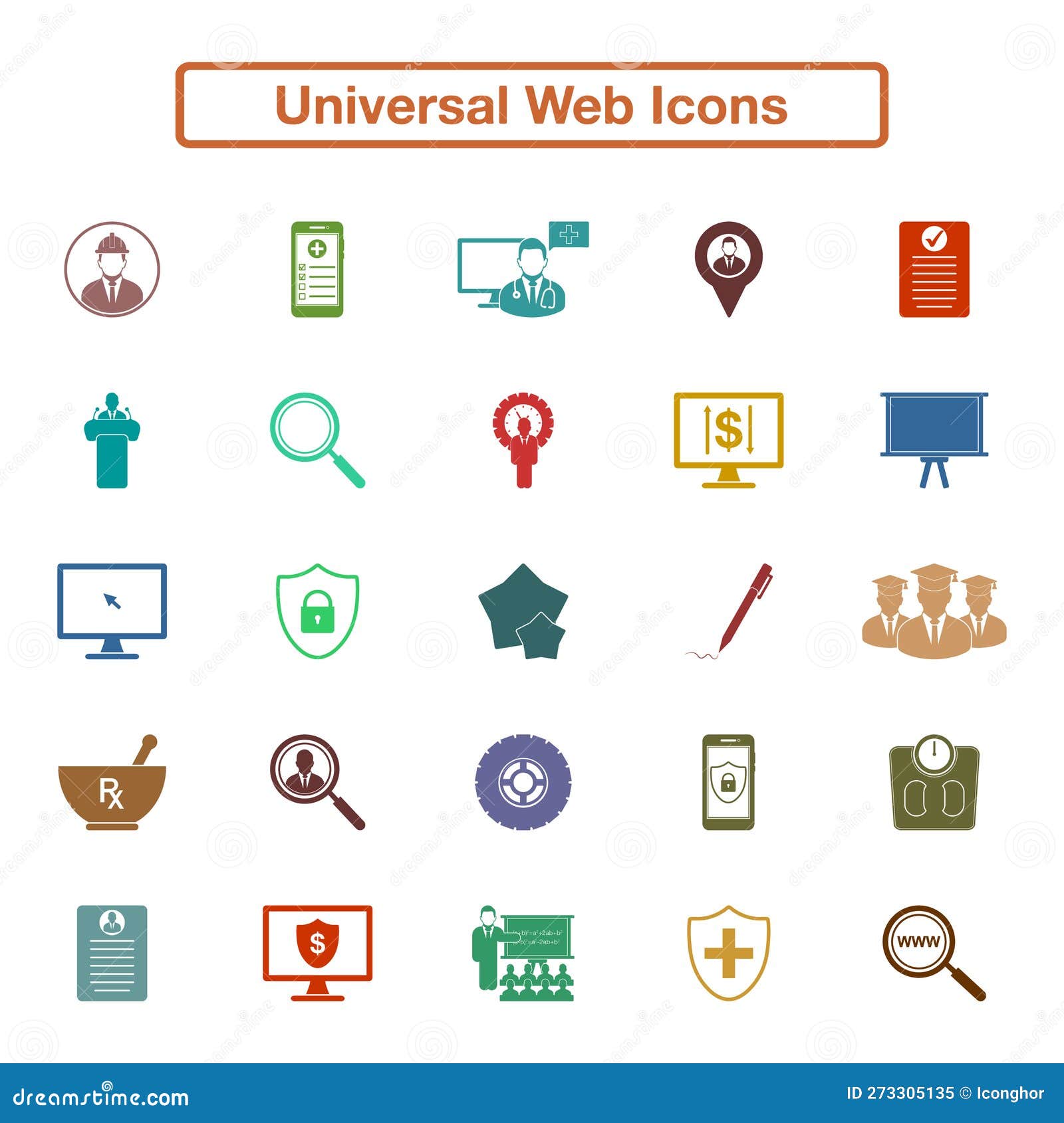 Universal Web Icon Set. Flat Style Vector Stock Vector - Illustration ...