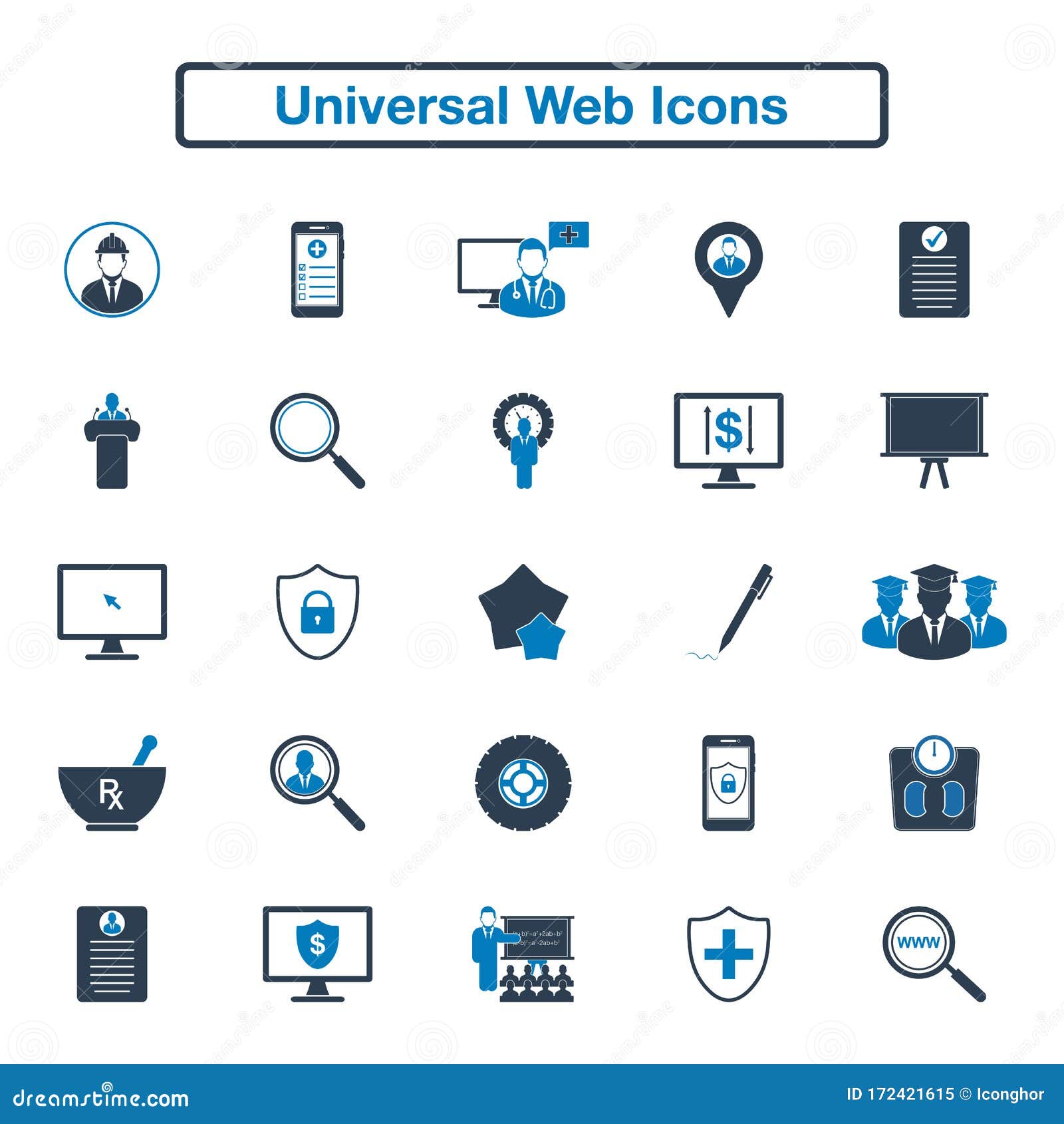 Universal Web Icon Set. stock vector. Illustration of transfer - 172421615