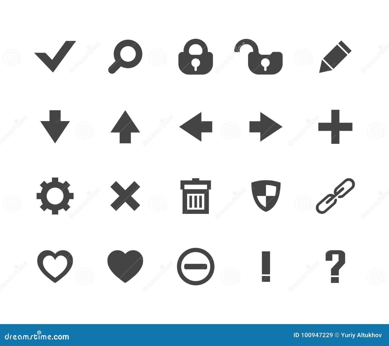 Universal Web Icon Set, Vector Symbol. Stock Vector - Illustration of ...