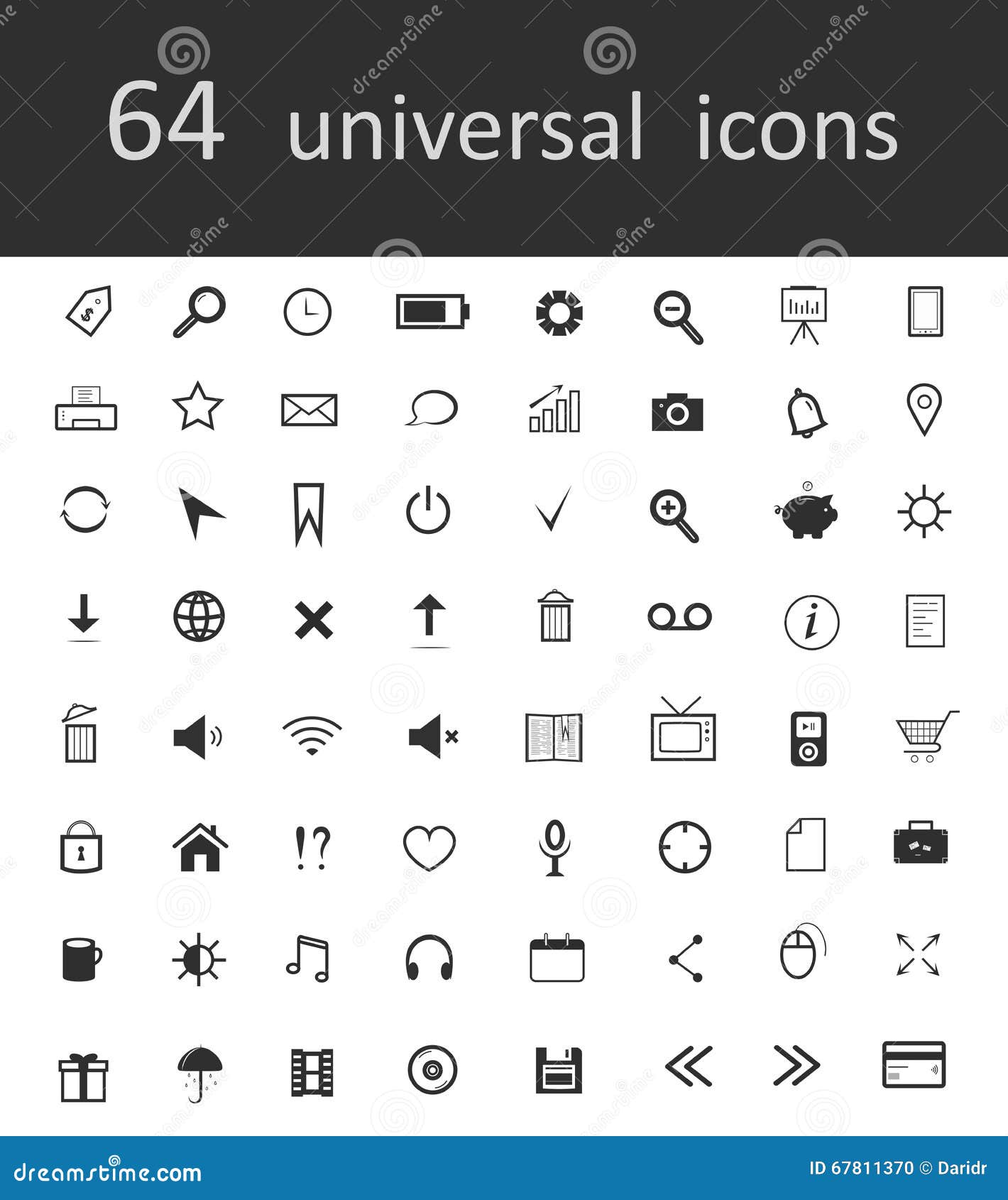 64 universal web-icons stock vector. Illustration of mobile - 67811370