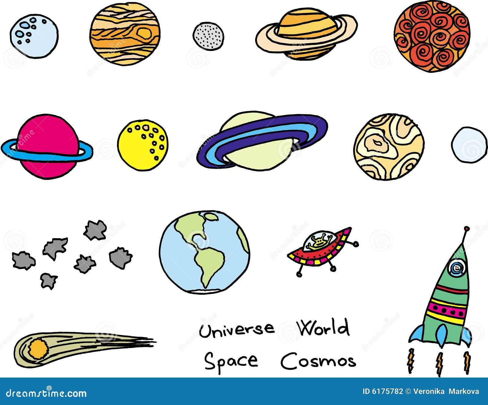 Universe Illustrated Infographic, Vector Elements Design Collection ...