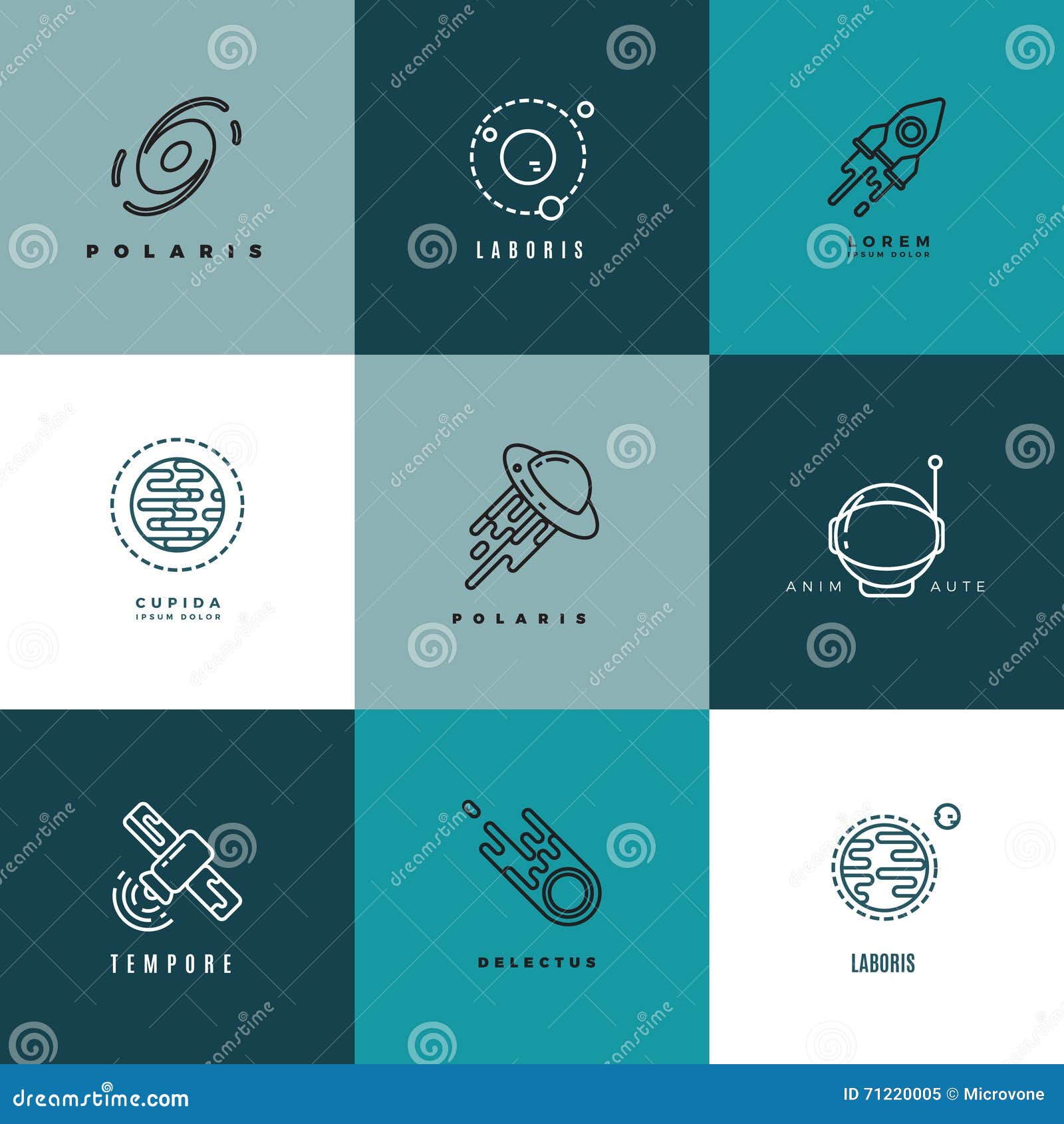 Universe Astronomy Thin Line Vector Icons And Logos Set | CartoonDealer ...