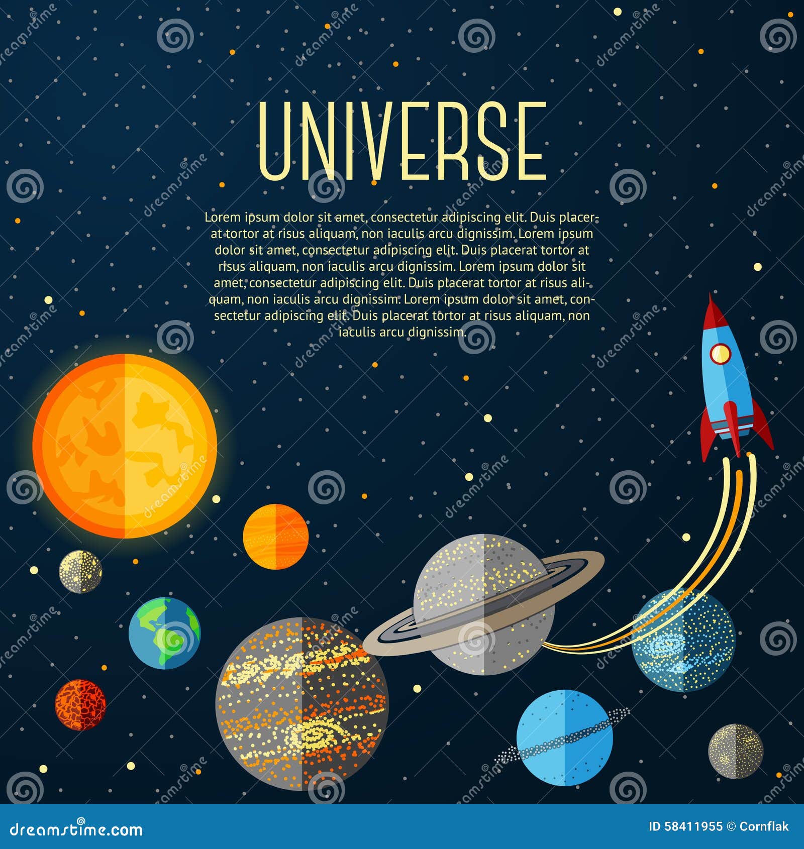 Universe Banner with Solar System, Stars and Space Stock Vector ...