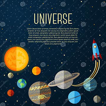 Universe Banner with Solar System, Stars and Space Stock Vector ...