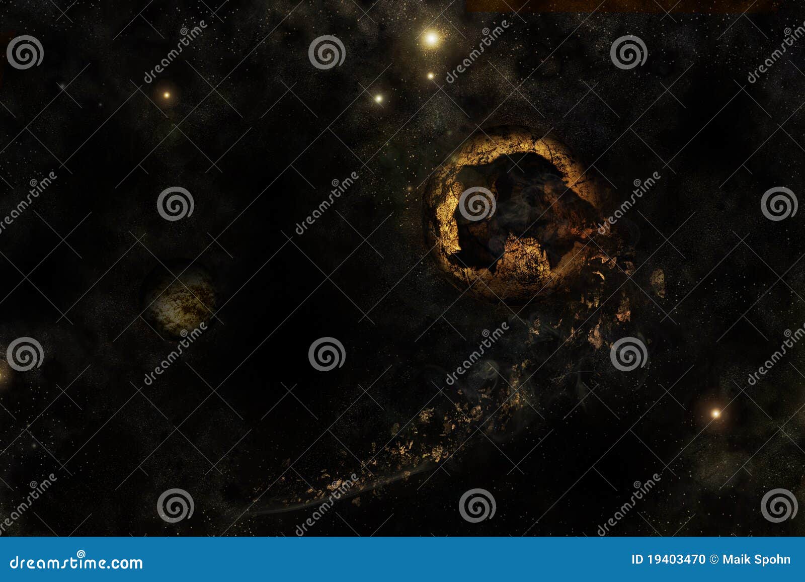 Universe and the Broken Planet Stock Illustration - Illustration of ...