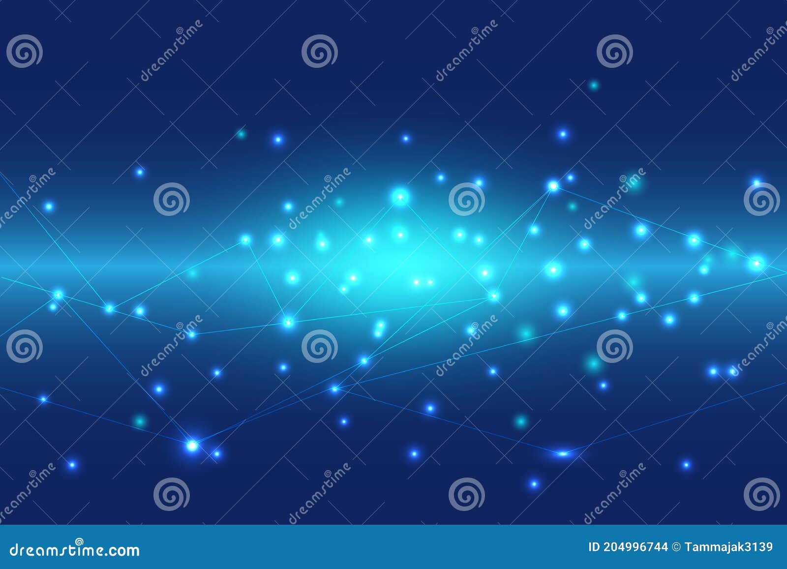 Universe Concept with Blue Technology, Computer Network with Light Line ...