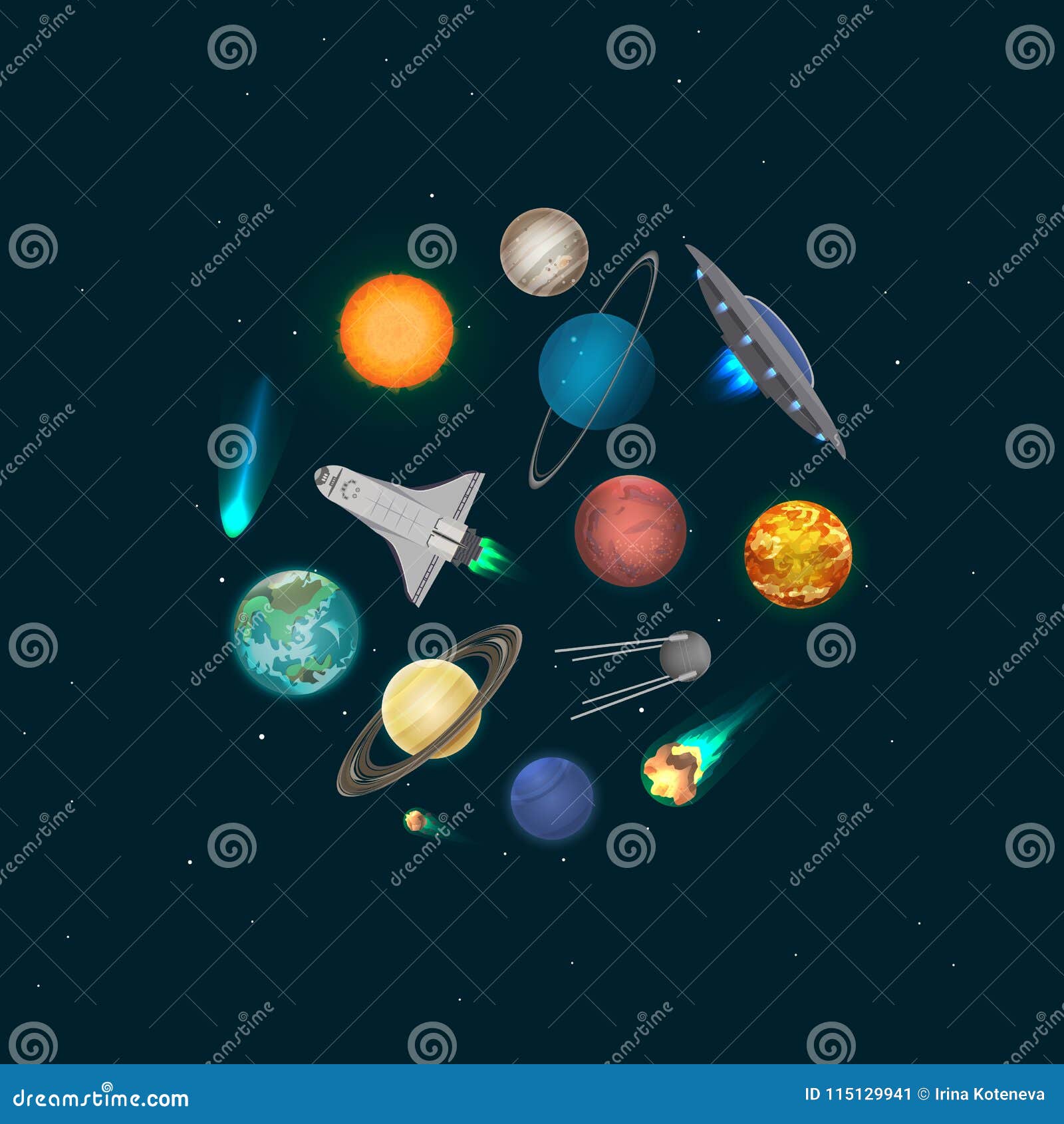 Universe Discovery Banner with Cosmic Elements Stock Vector ...