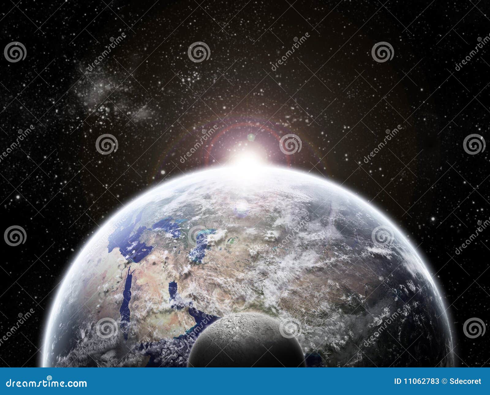 Universe Exploration - Moon Eclipse on Earth Stock Illustration ...