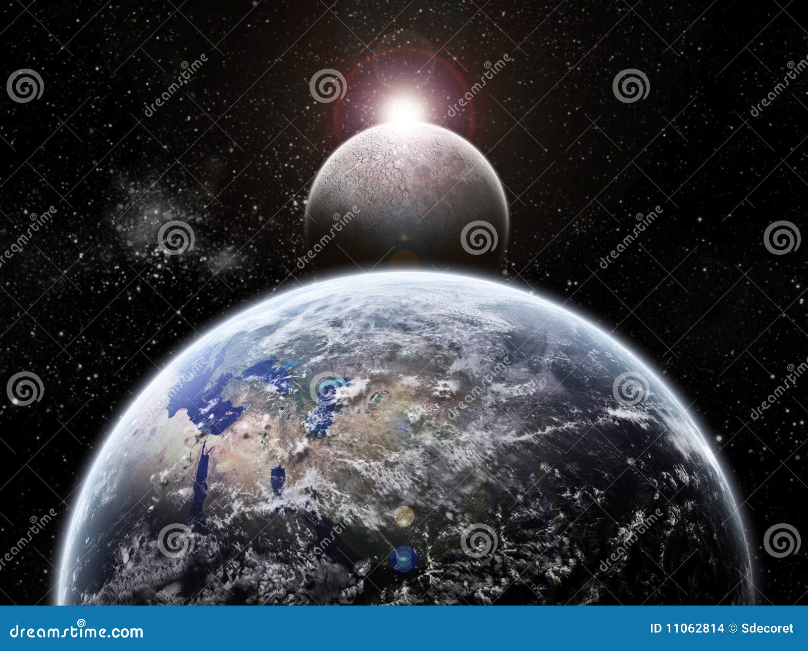 Universe Exploration - Moon Eclipse on Earth Stock Illustration ...