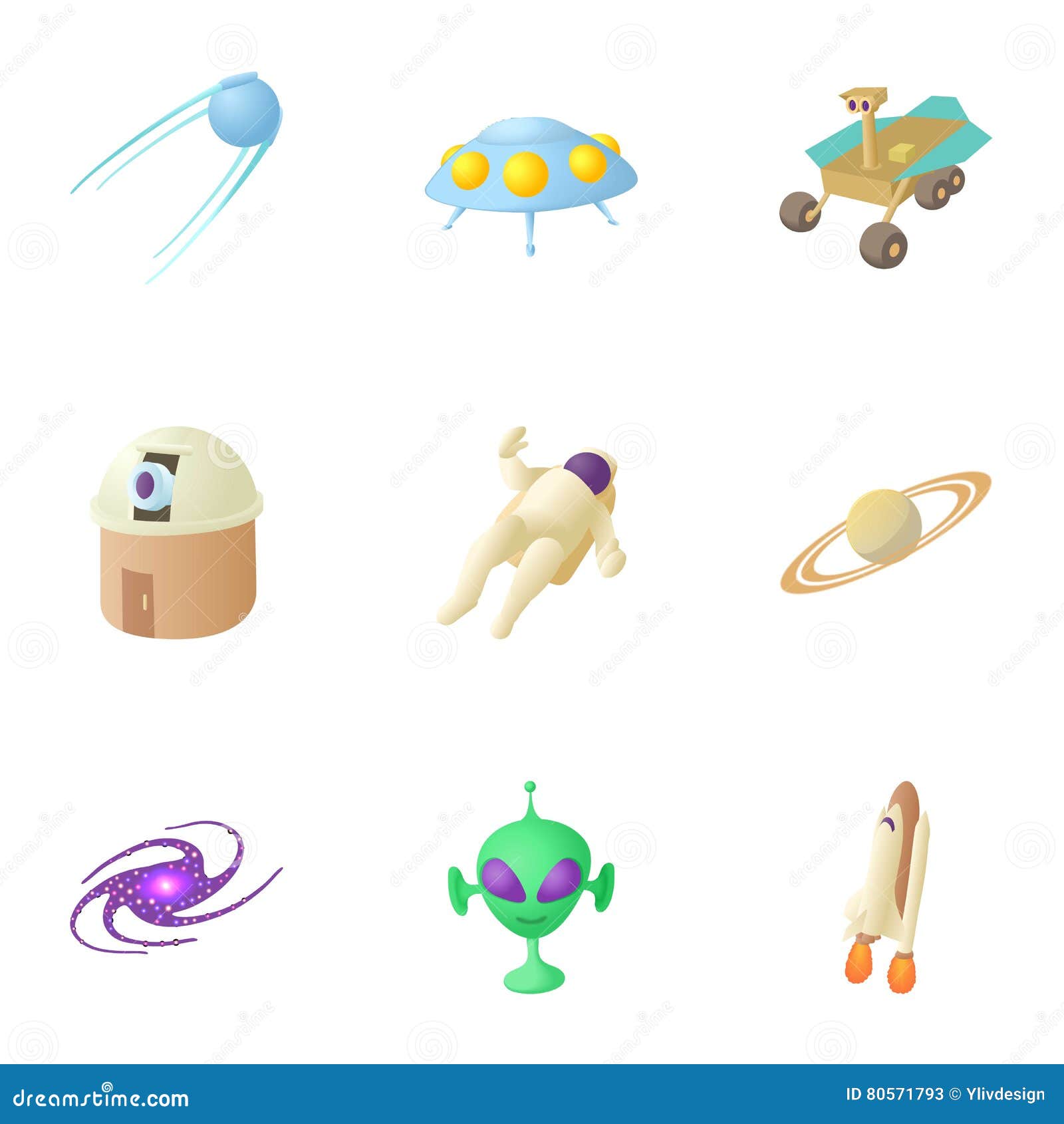 Universe Icons Set, Cartoon Style Stock Illustration - Illustration of ...