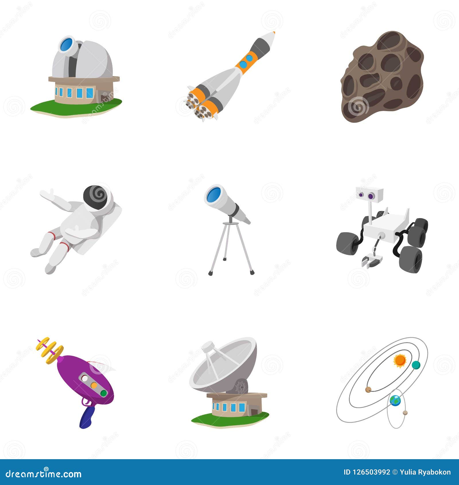 Universe Icons Set, Cartoon Style Stock Illustration - Illustration of ...