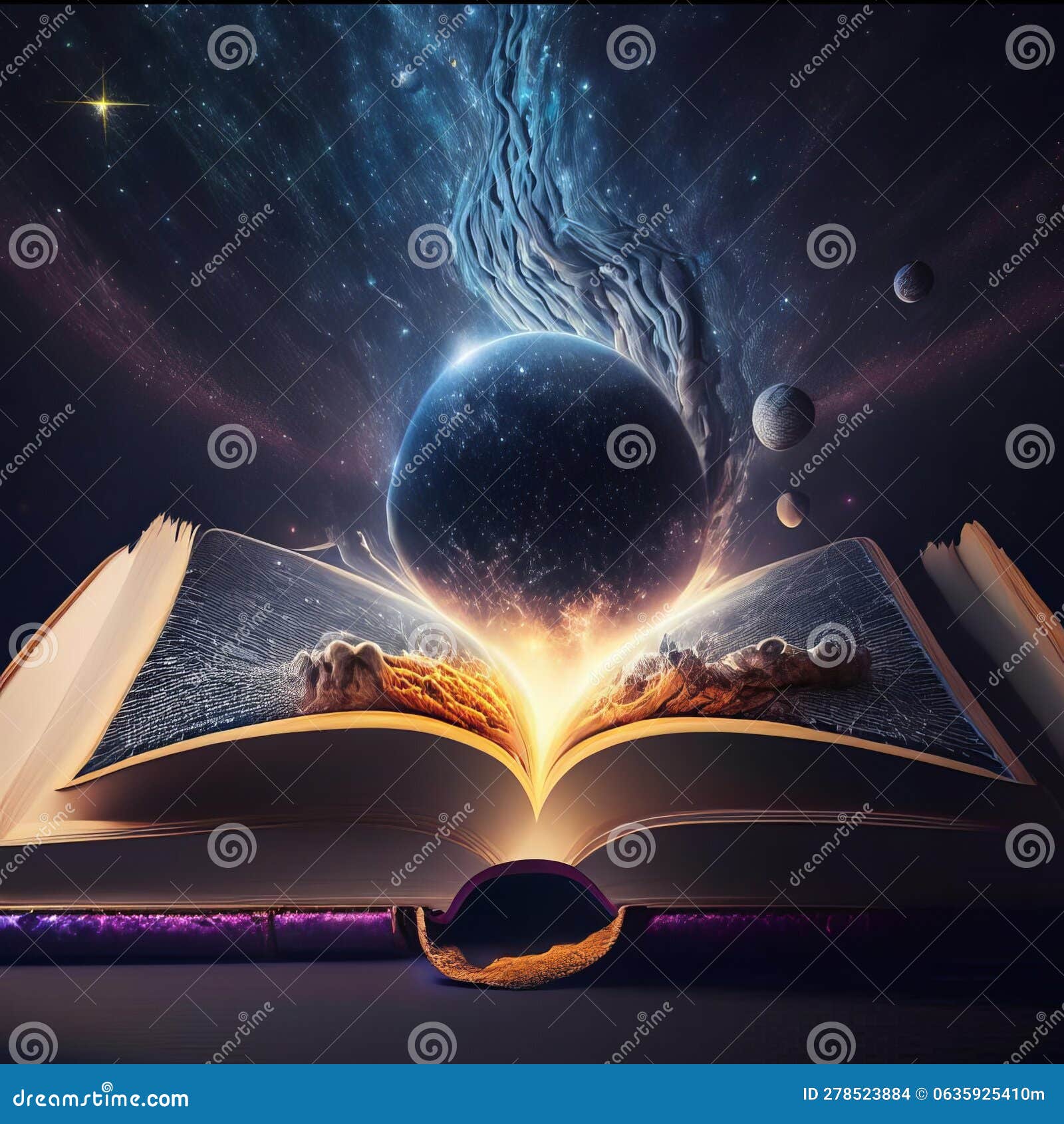 An Open Book and the Universe Inside. Stock Illustration - Illustration ...