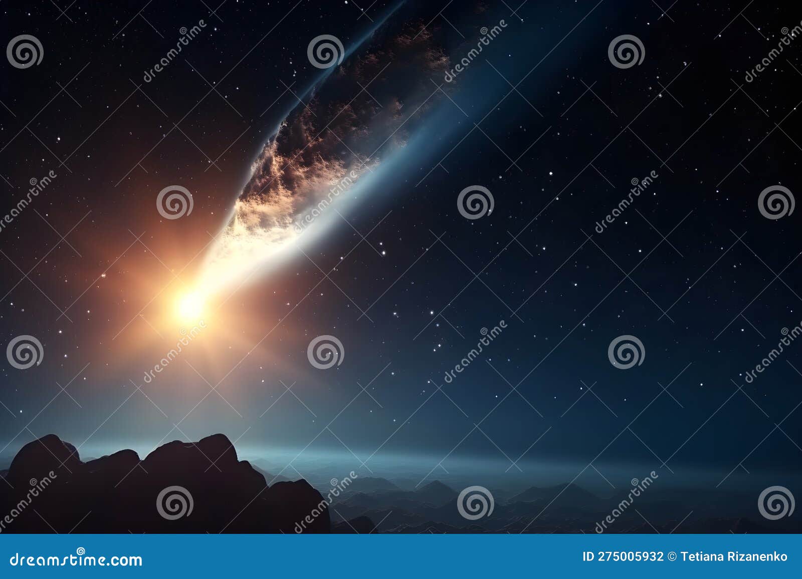 Universe Scene with Asteroid in Outer Space. Generative AI Stock ...