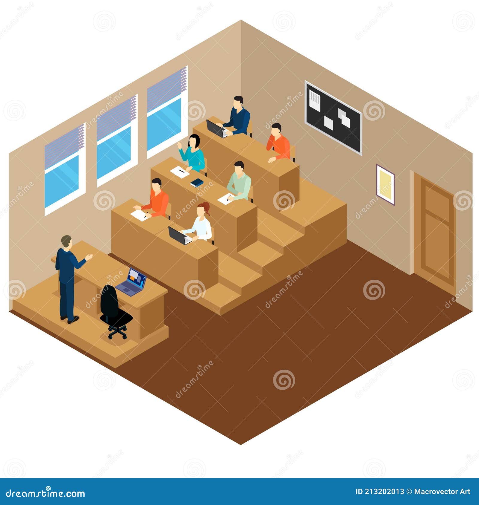 Student Lecture Hall. University Auditorium With Teacher Back And ...