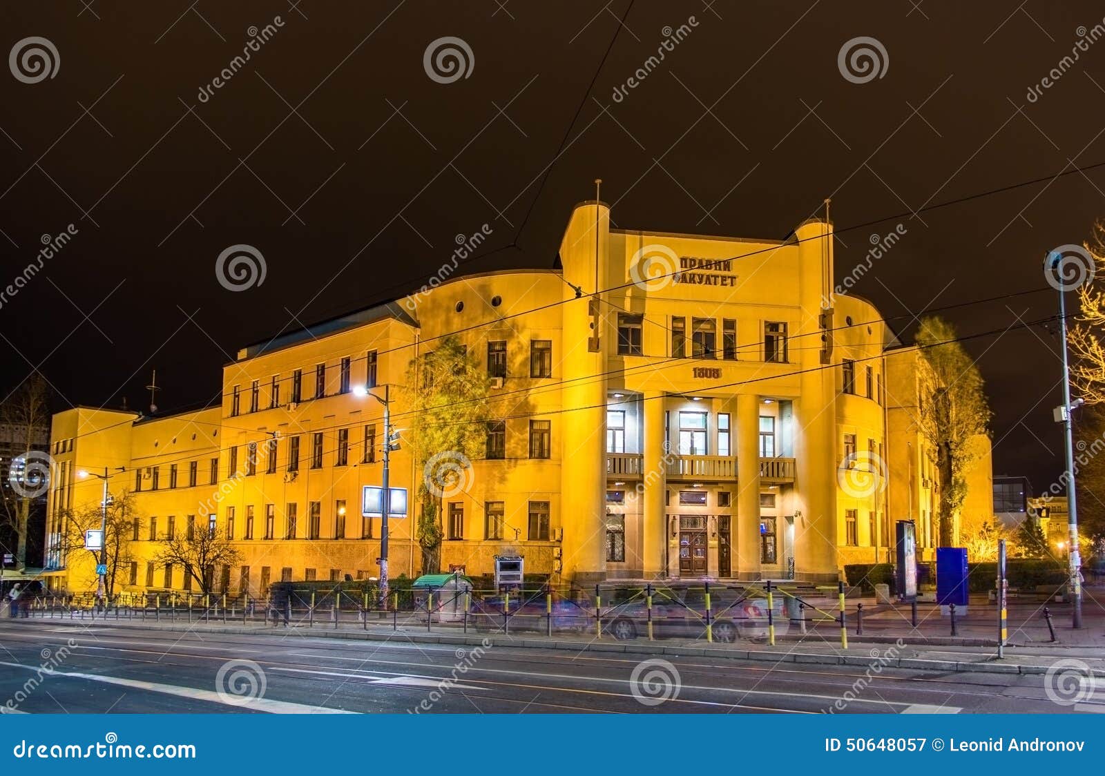 University of Belgrade Faculty of Law Stock Image - Image of night ...