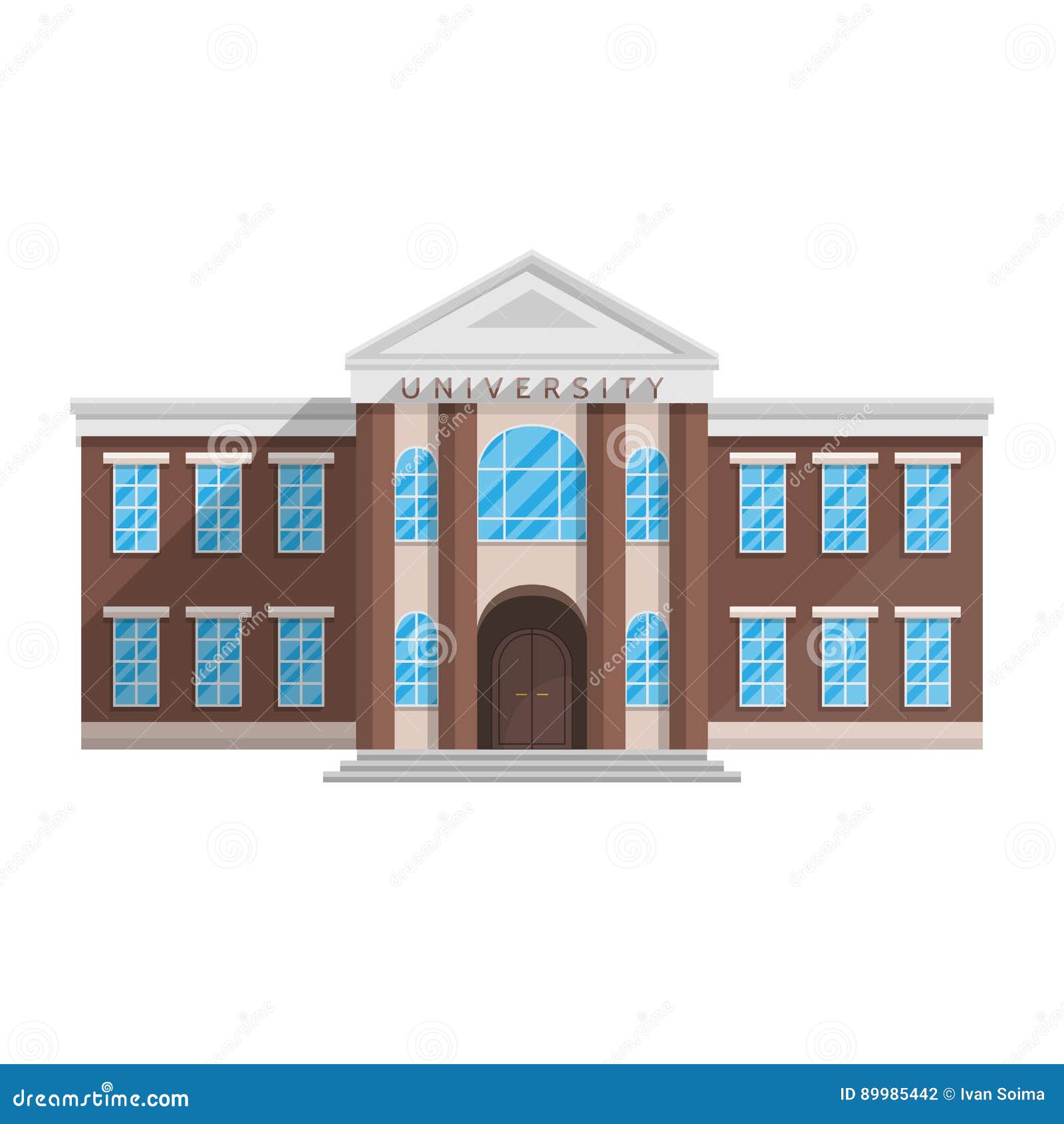 University Building in Flat Style Isolated on White Background Stock ...