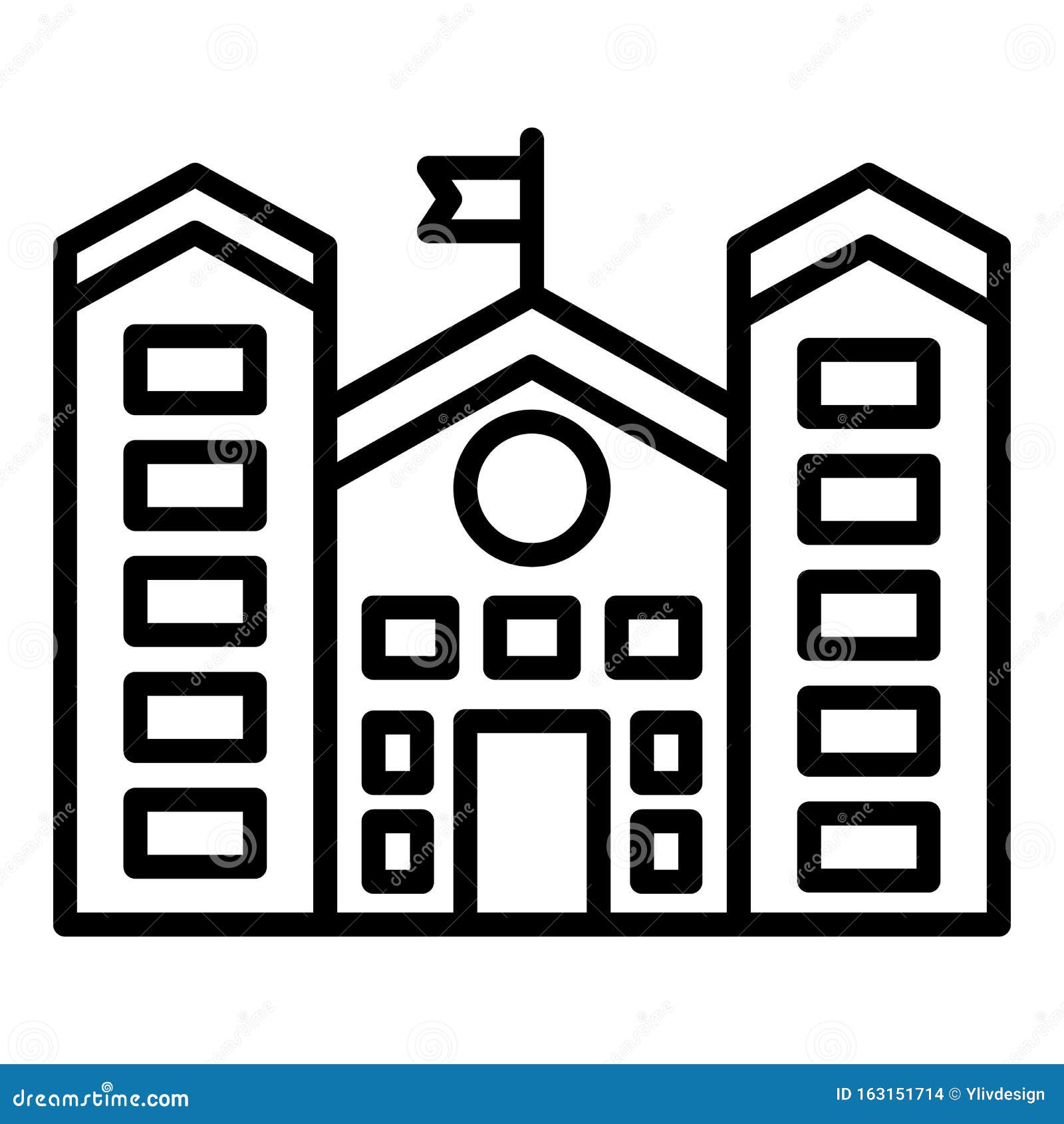 University Building Icon, Outline Style Stock Vector - Illustration of ...