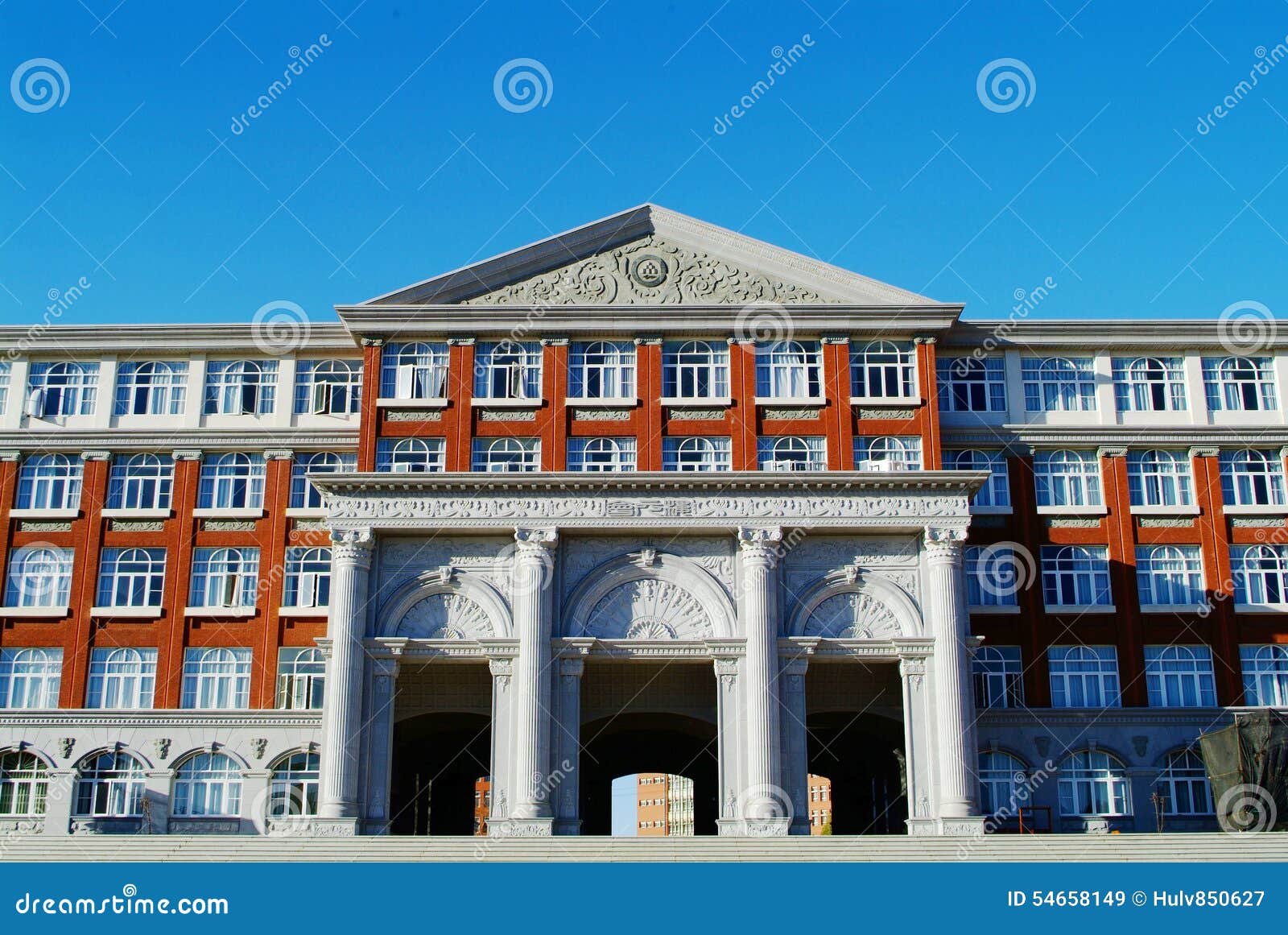 University Campus College Building Stock Image - Image of blue, euro ...