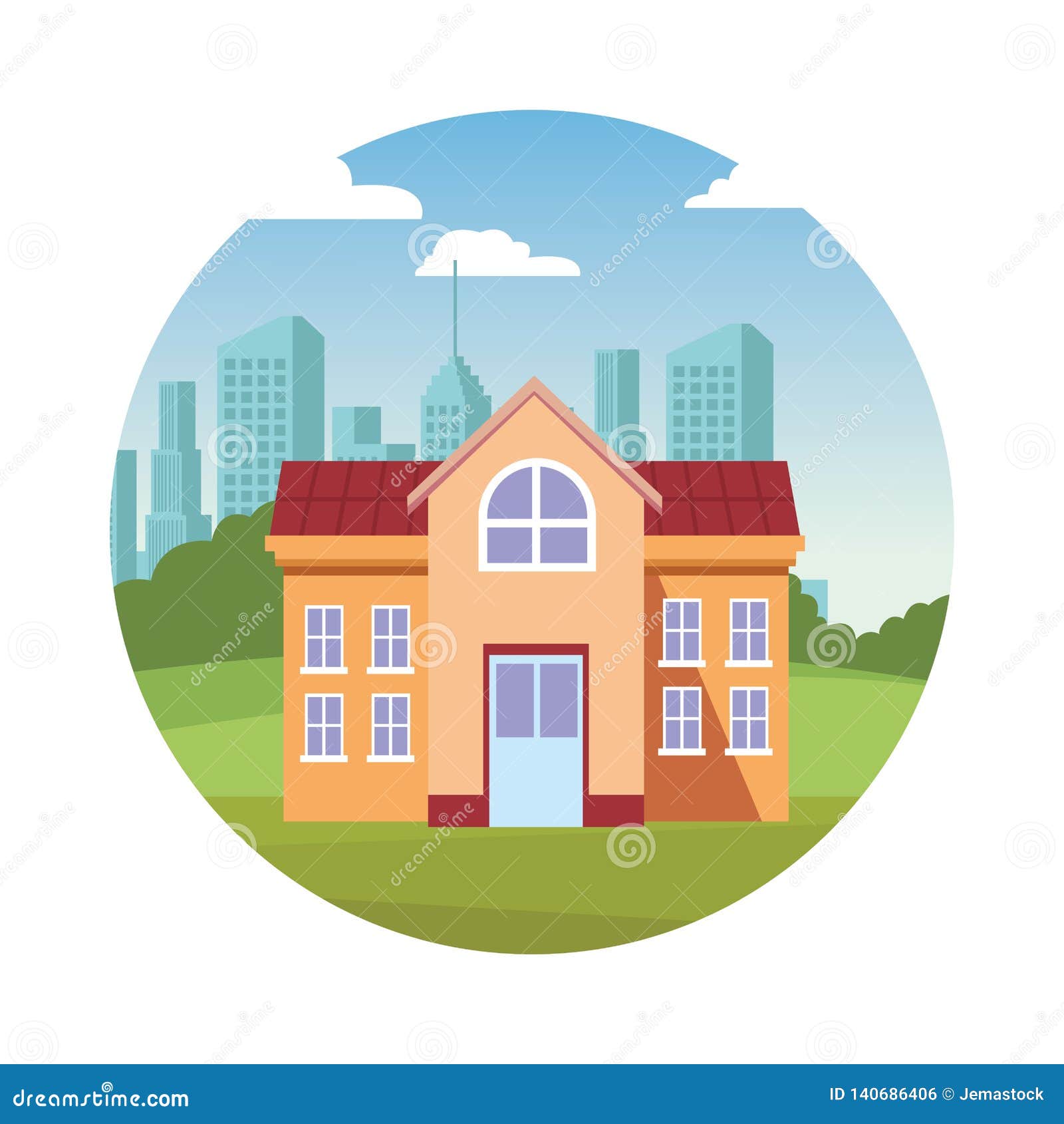 University campus house stock vector. Illustration of architecture ...