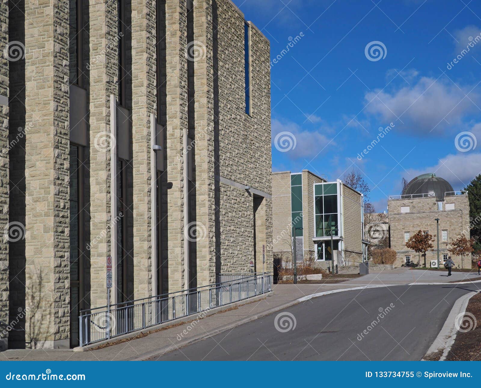 University Campus with Modern Stone Buildings Stock Image - Image of ...