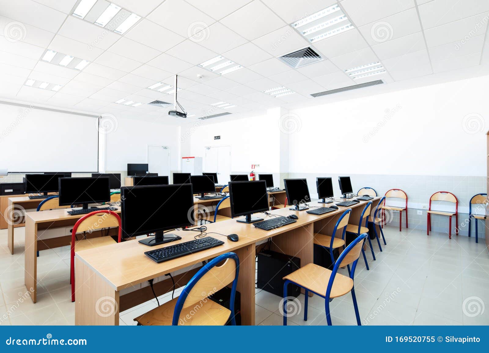 University Classroom with Computers Stock Image - Image of keyboard ...