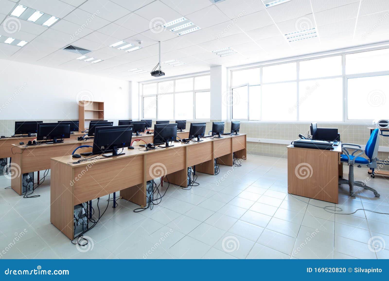 University Classroom with Computers Stock Photo - Image of electrical ...