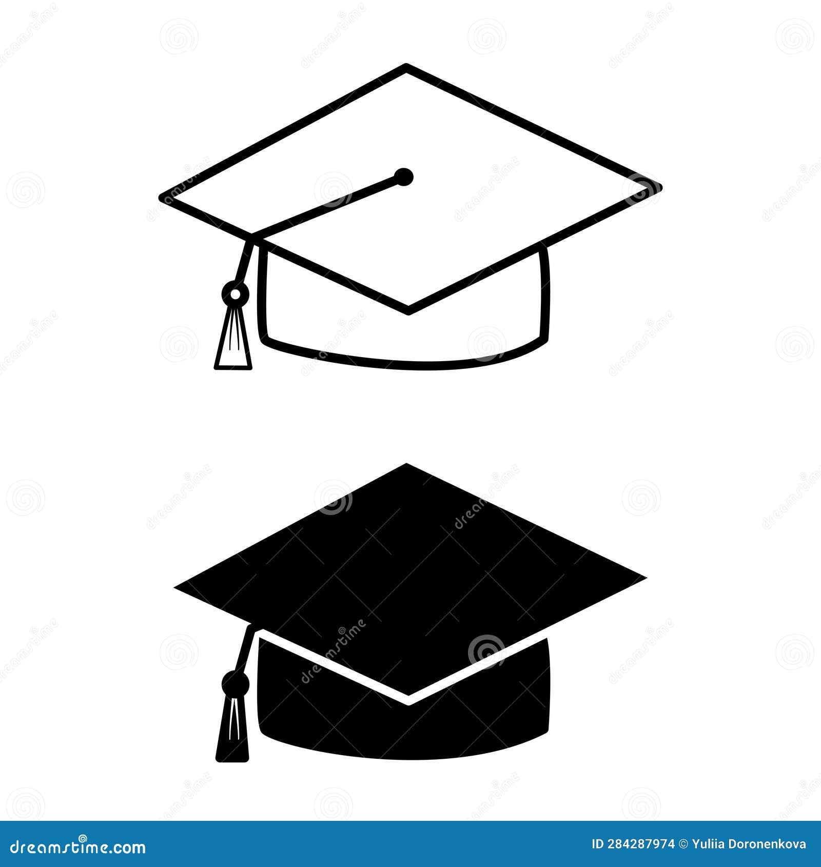 University, College, or High School Graduation Hat Icons Stock Vector ...