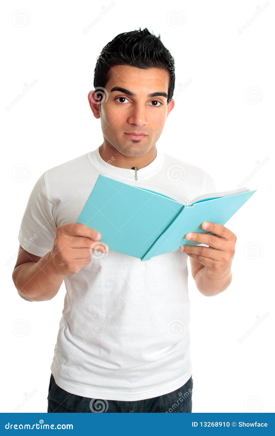 University College Student with Open Book Stock Photo - Image of adult ...
