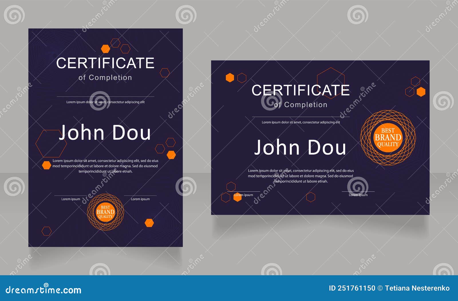 University Course Completion Certificate Design Template Set Stock ...