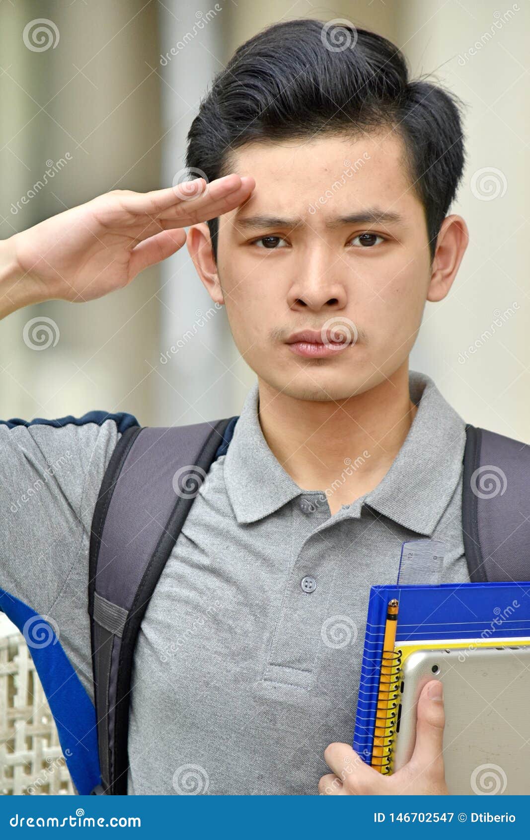 University Diverse Boy Student Saluting Stock Image - Image of diverse ...
