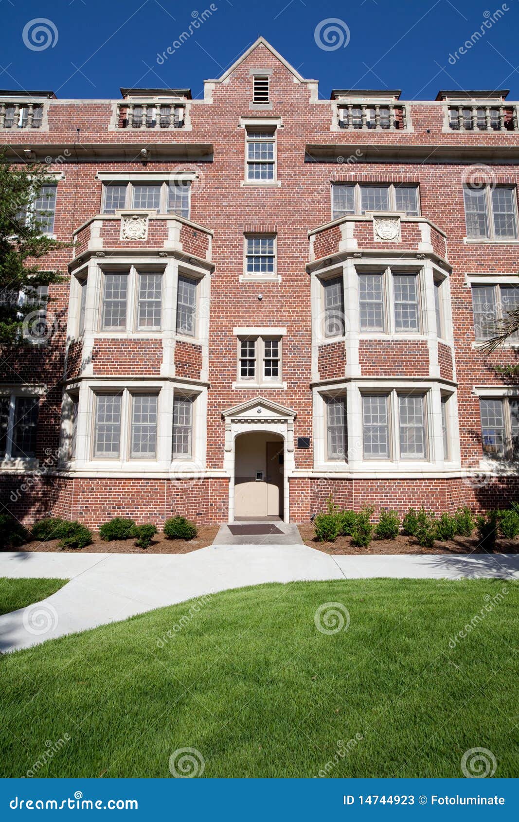 University Dormitory Facade Stock Image - Image of education, lawn ...