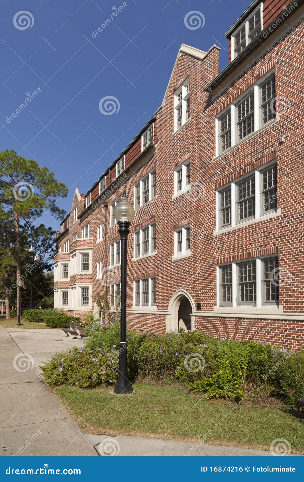 University Dormitory Facade Stock Photo - Image of flowers, education ...