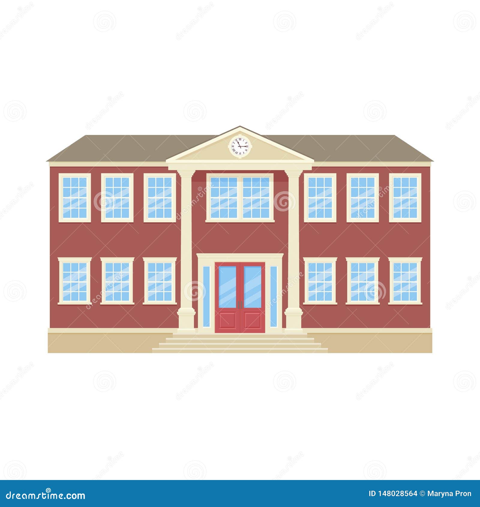 University Facade. Vector Illustration. Building Front View Stock ...