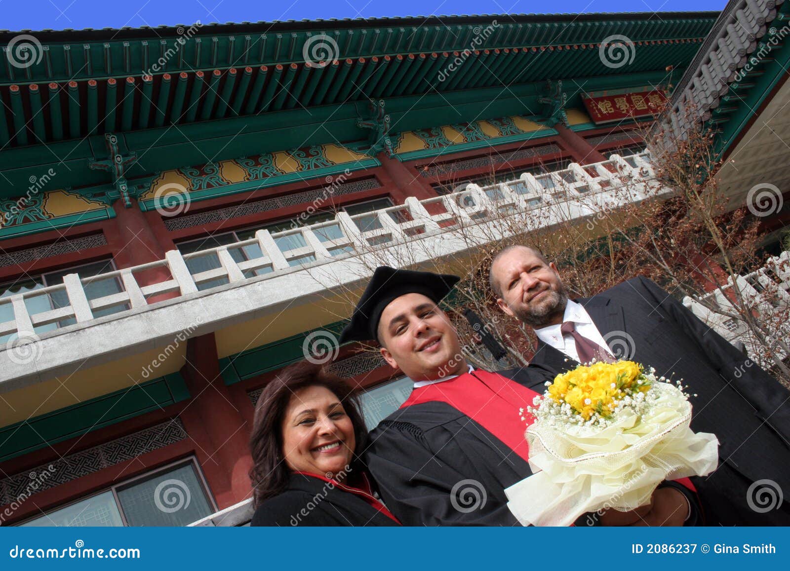 University Graduate with His Parents Stock Image - Image of adult ...