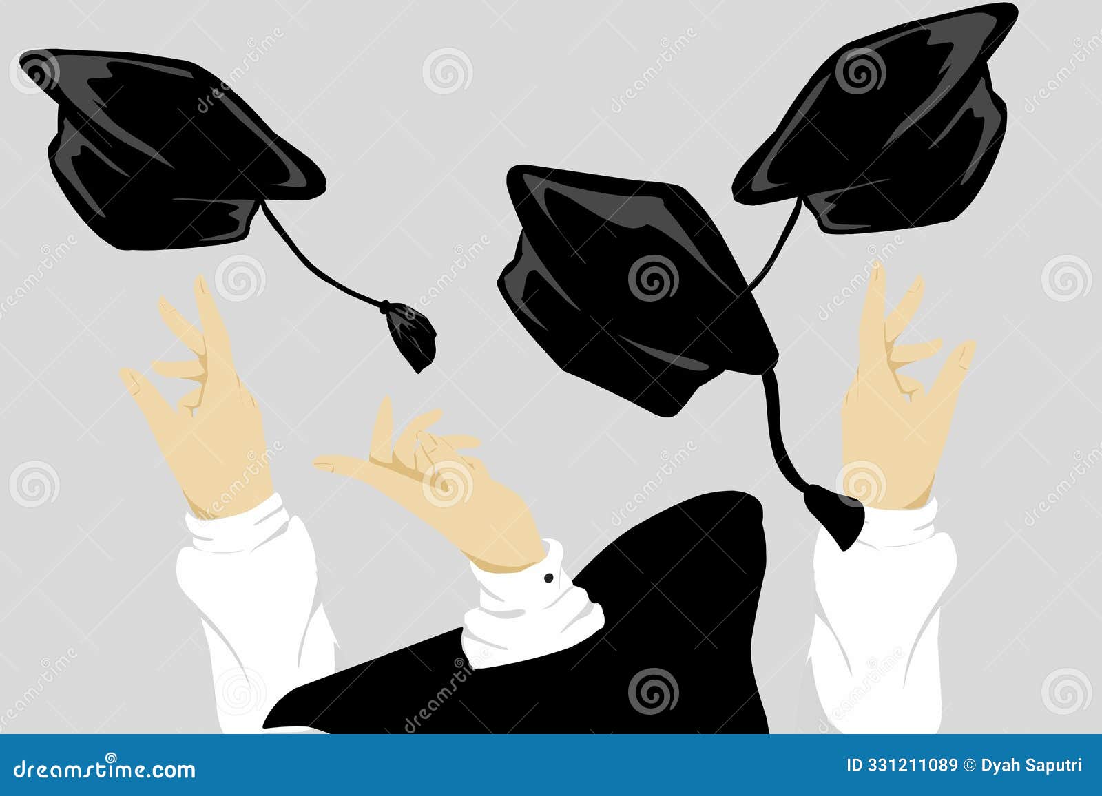 University Graduation Celebration with Throwing Cap Stock Illustration ...