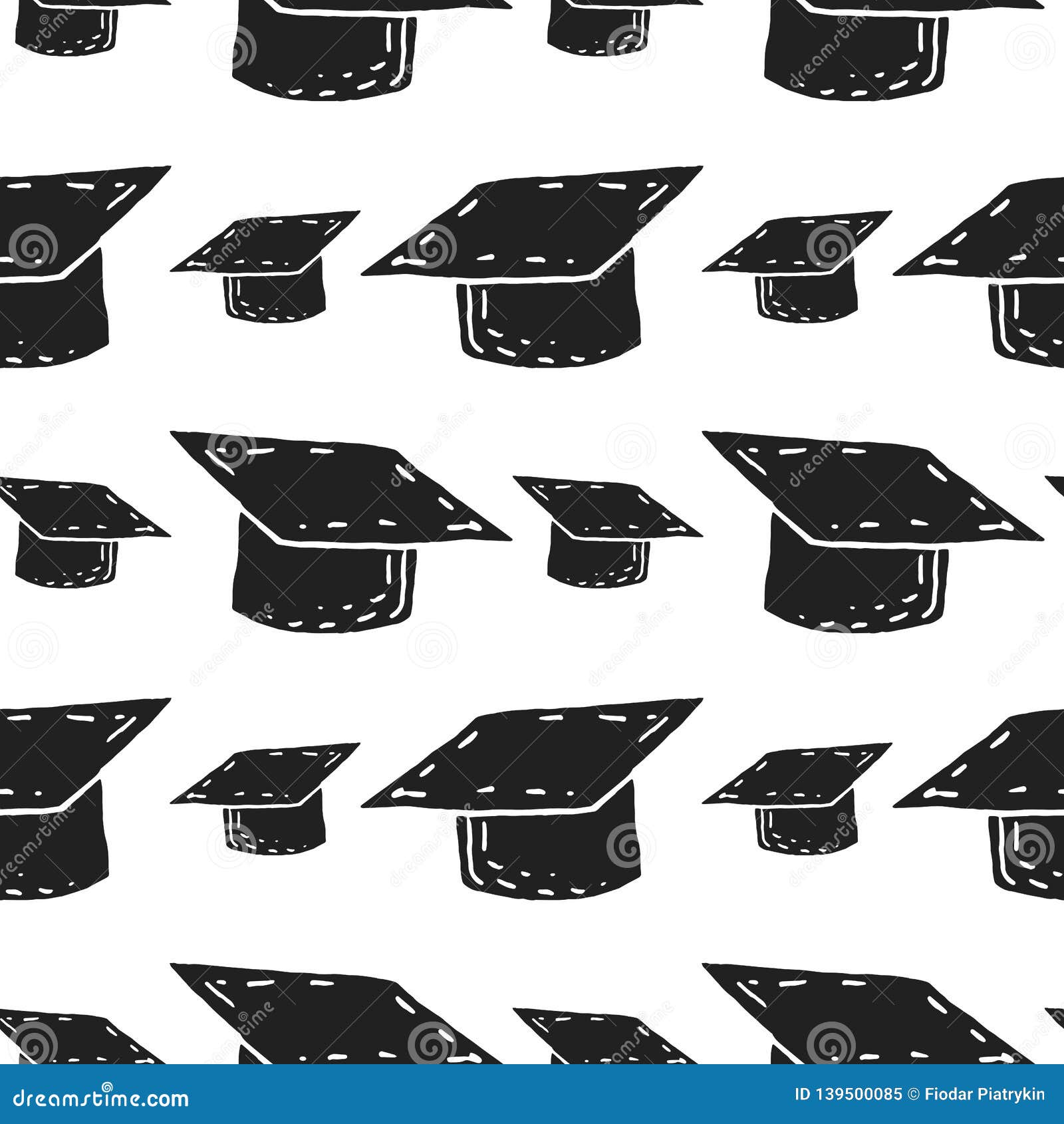 University Hat Vector Seamless Pattern Stock Vector - Illustration of ...