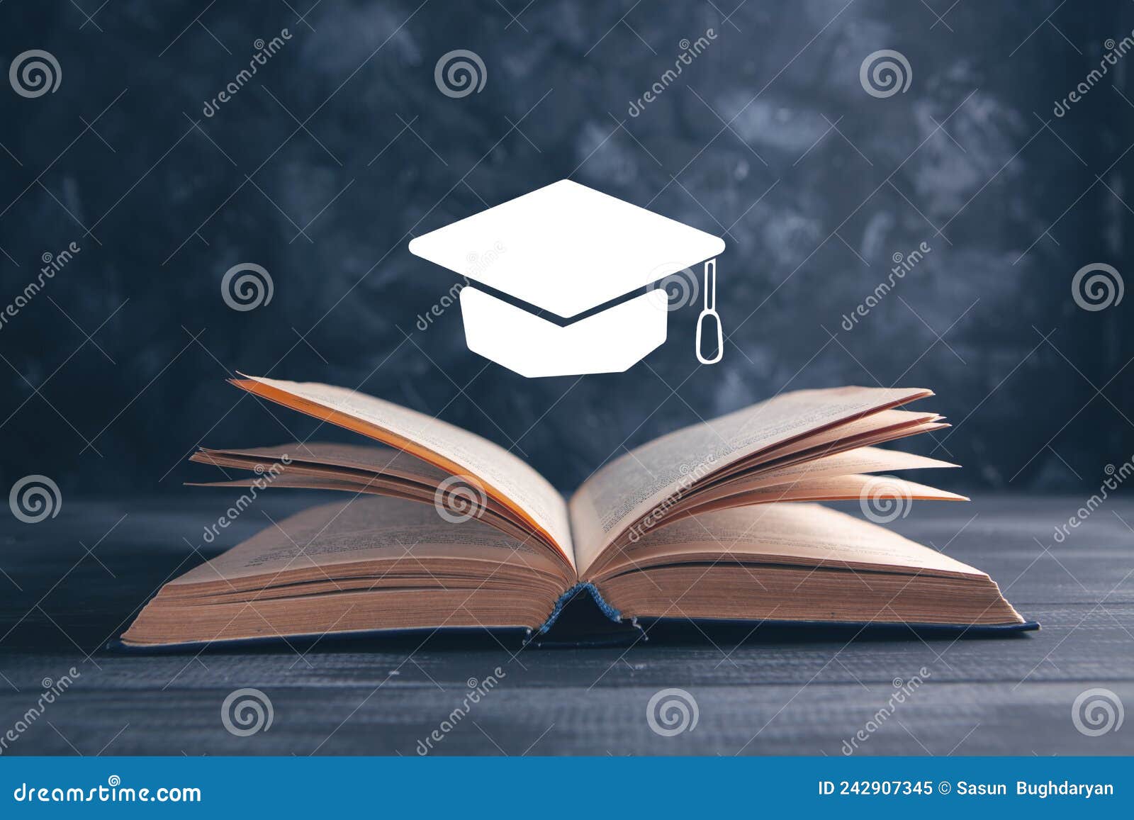 University Icon Over Open Book Stock Image - Image of teacher, study ...