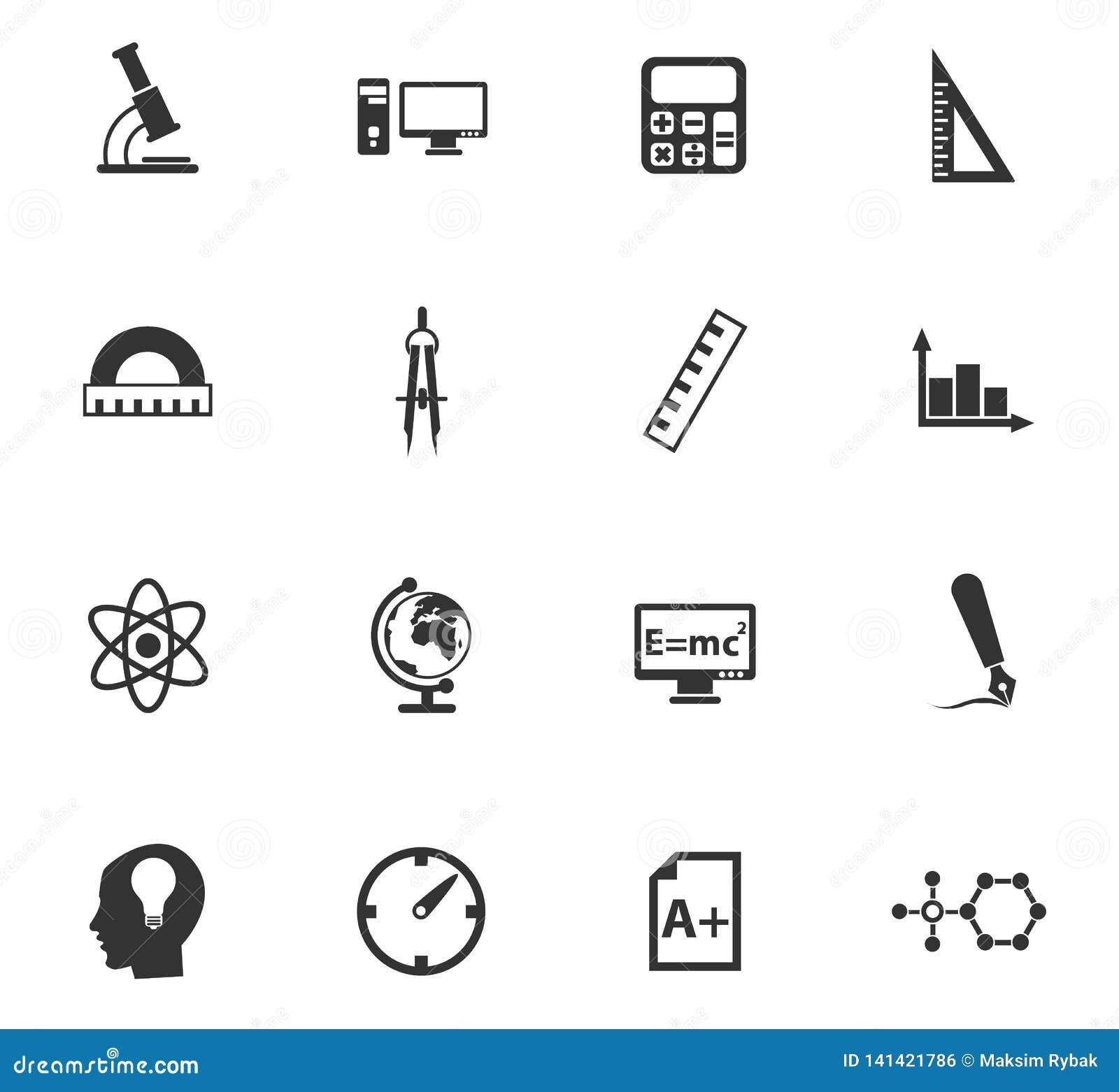 University icon set stock vector. Illustration of monitor - 141421786