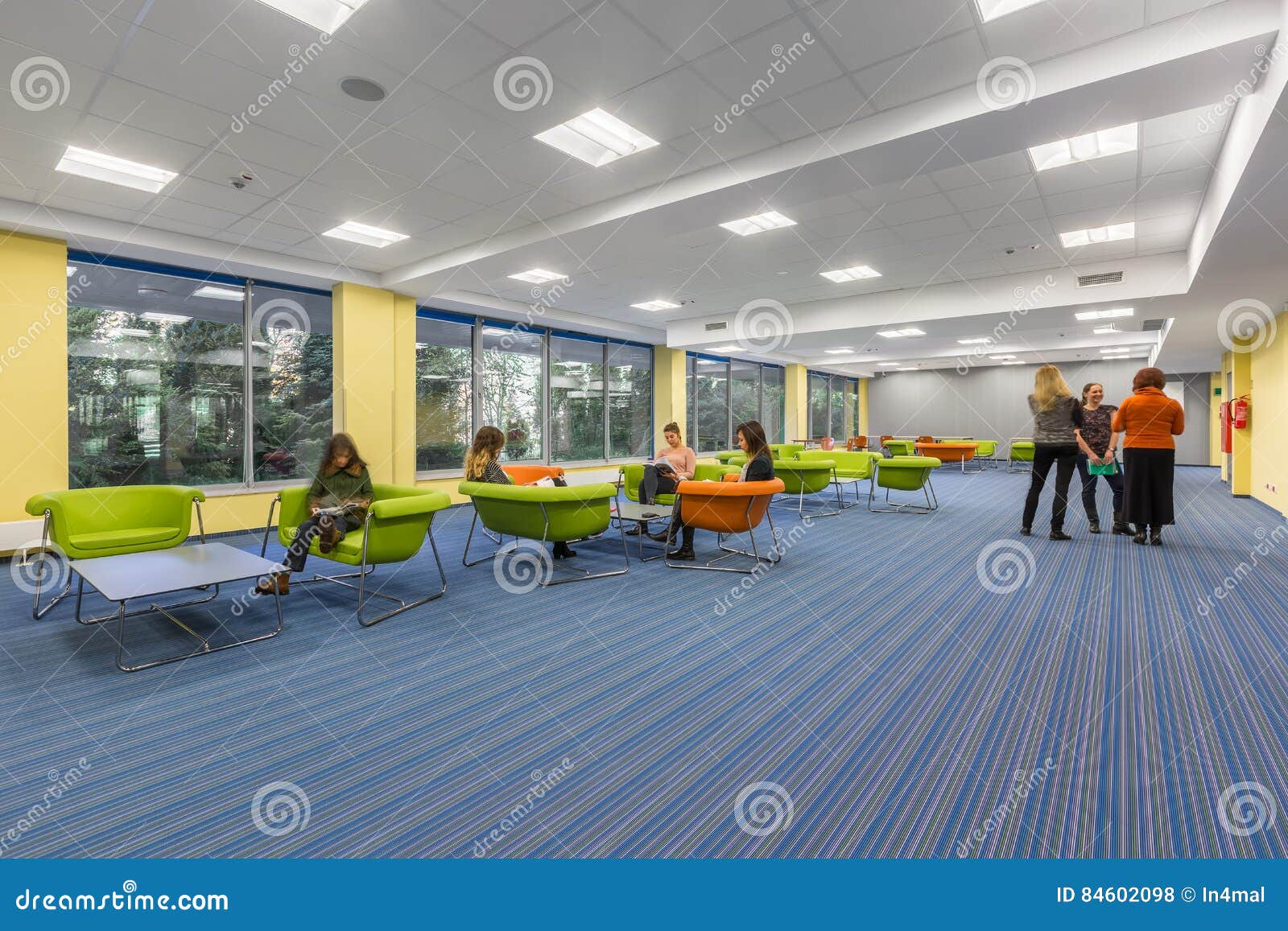 University Interior with Lounge Area Stock Photo - Image of decorative ...