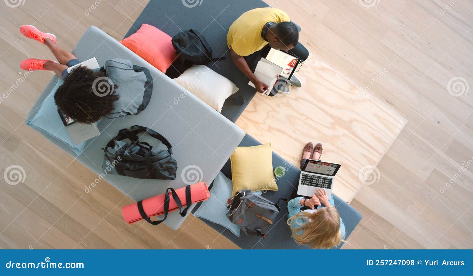University, Learning and Studying Student Space Top View of People ...