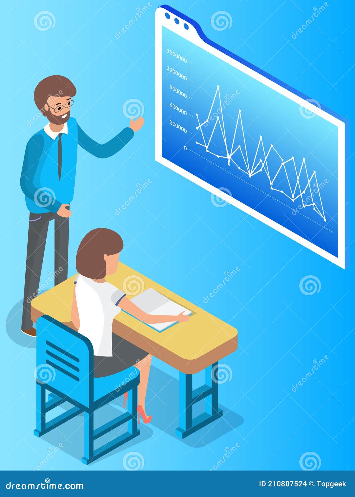 University Lecture with Professor and Girl Student. Man Teacher is ...