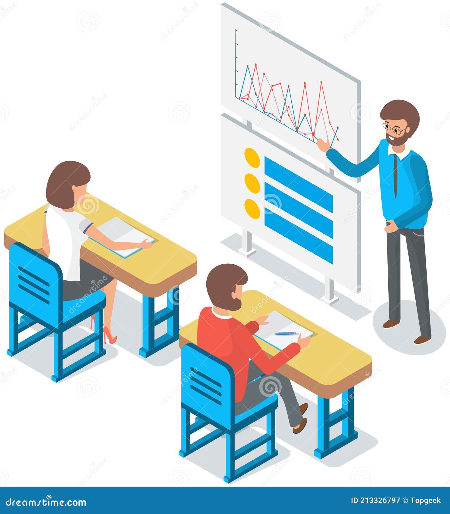 University Lecture with Professor and Students. Man Teacher is Using ...