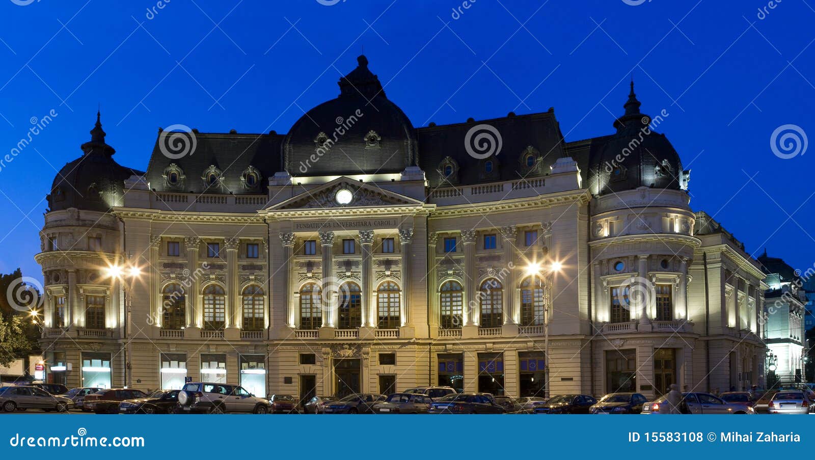 University Library in Bucharest - Night Shot Stock Photo - Image of ...