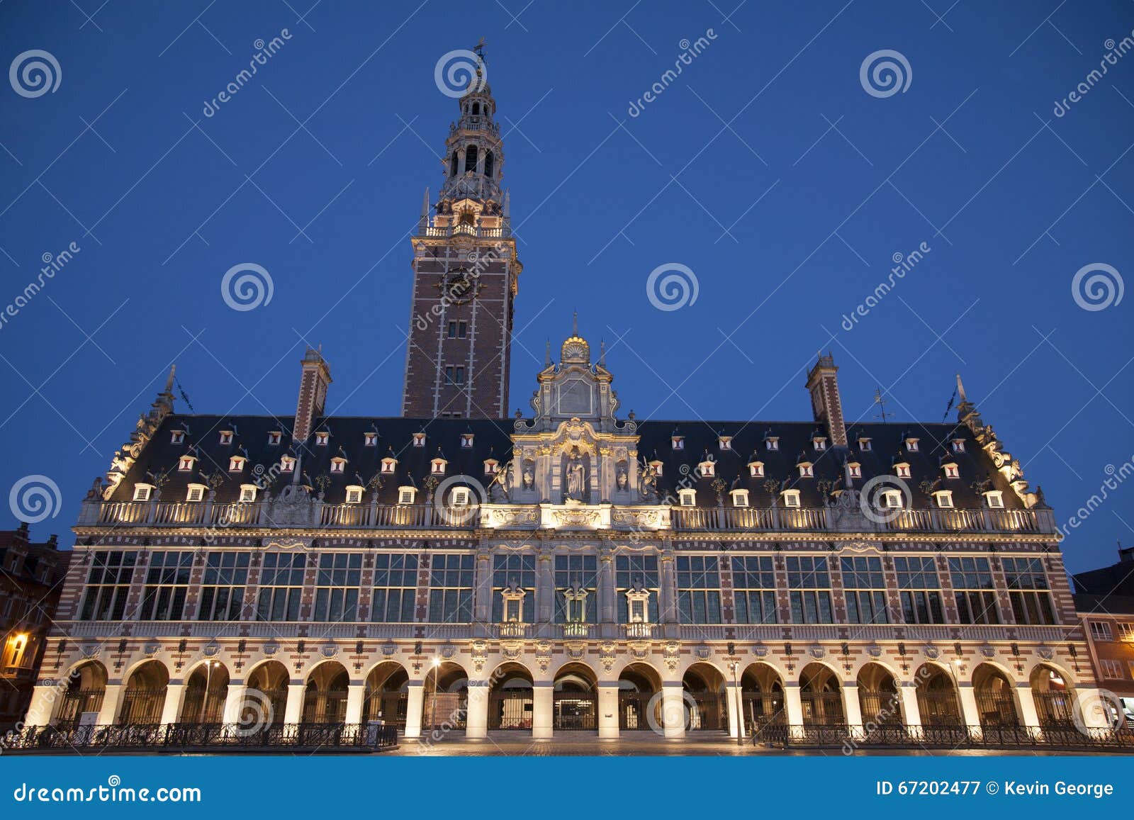 University Library of Leuven Stock Image - Image of facade, night: 67202477