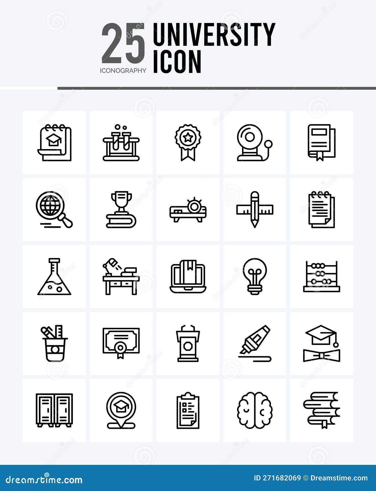 25 University Outline Icons Pack Vector Illustration Stock Vector ...