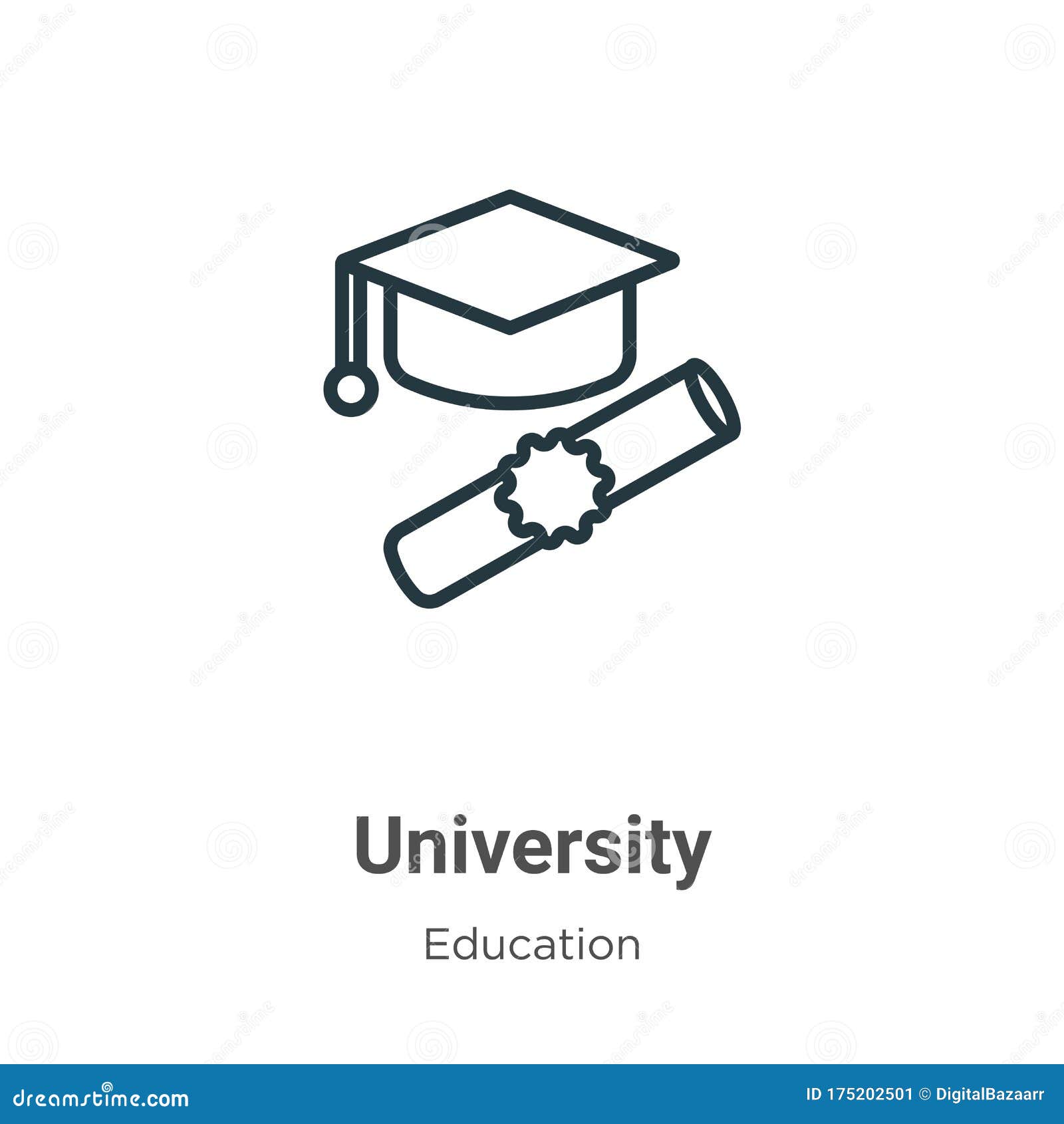 University Outline Vector Icon Thin Line Black University Icon Flat